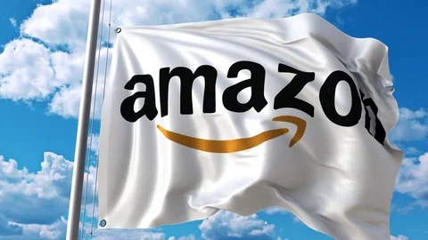 Waving flag with Amazon logo against mov... | Stock Video | Pond5