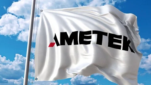 Waving flag with Ametek logo. 4K editori... | Stock Video | Pond5