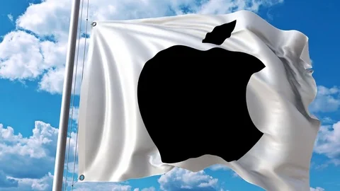 Waving flag with Apple logo against movi... | Stock Video | Pond5