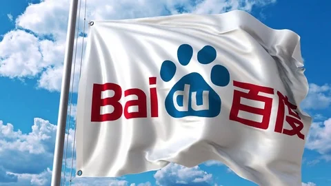 Waving flag with Baidu logo against movi... | Stock Video | Pond5