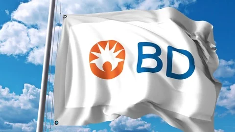 Waving flag with Becton Dickinson logo. ... | Stock Video | Pond5
