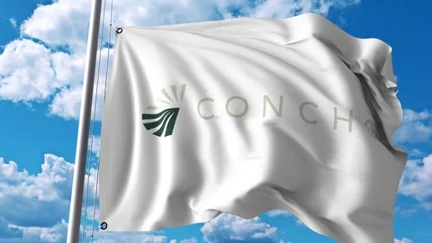 Waving flag with Concho Resources logo. ... | Stock Video | Pond5