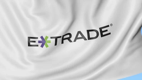 Waving flag with E Trade logo. Seamles l... | Stock Video | Pond5