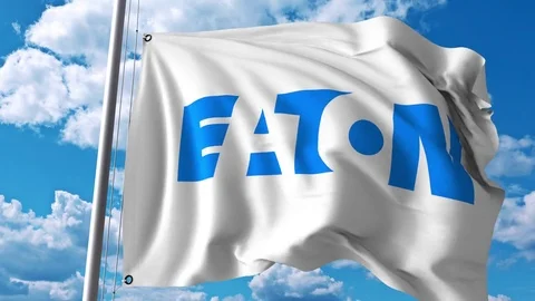 Waving flag with Eaton Corporation logo.... | Stock Video | Pond5