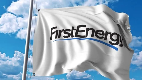 Waving flag with FirstEnergy logo. 4K ed... | Stock Video | Pond5