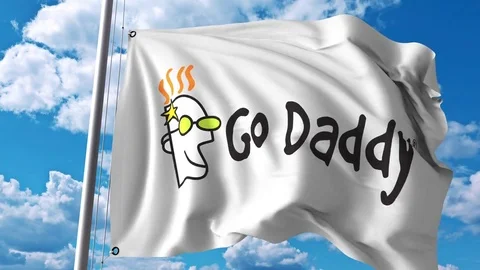 Waving flag with Godaddy logo. 4K editor... | Stock Video | Pond5