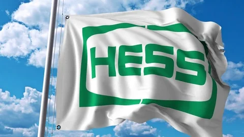 Waving flag with Hess Corporation logo. ... | Stock Video | Pond5