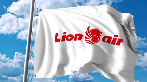 Waving flag with Lion Air logo. 4K edito... | Stock Video | Pond5