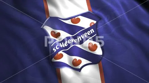 Waving flag with logo of football club. Motion. 3d animation of flag ...