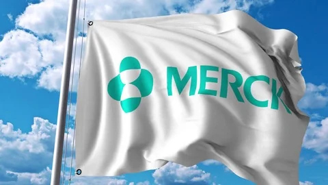 Waving flag with Merck Co logo. 4K edito... | Stock Video | Pond5