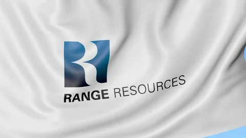 Waving flag with Range Resources logo. S... | Stock Video | Pond5