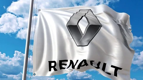 Waving flag with Renault logo against mo... | Stock Video | Pond5
