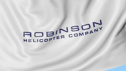 Waving flag with Robinson Helicopter Com... | Stock Video | Pond5