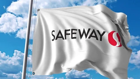 Waving flag with Safeway Inc logo. 4K ed... | Stock Video | Pond5