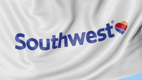 Waving flag of Southwest Airlines agains... | Stock Video | Pond5