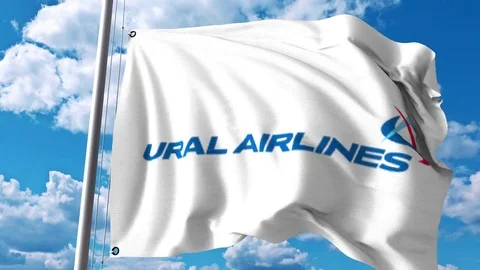 Waving flag with Ural Airlines logo. 4K ... | Stock Video | Pond5