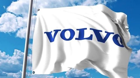 Waving flag with Volvo Group logo agains... | Stock Video | Pond5