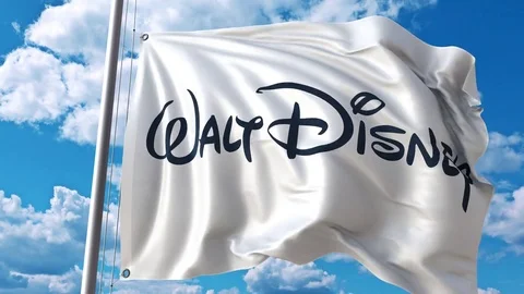 Waving flag with Walt Disney logo agains... | Stock Video | Pond5