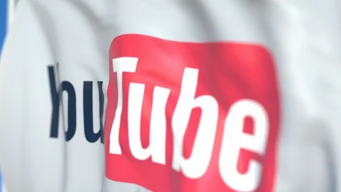 Waving flag with YouTube, LLC logo, clos... | Stock Video | Pond5