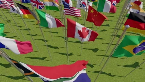 Waving flags countries of members Group ... | Stock Video | Pond5