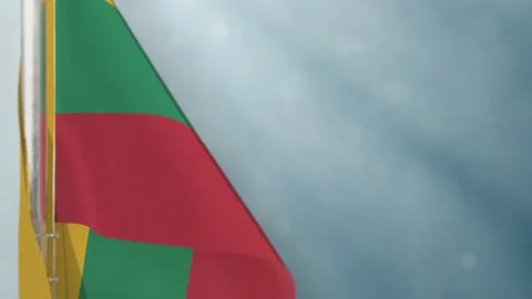 Waving Lithuania flag on light blue boke... | Stock Video | Pond5