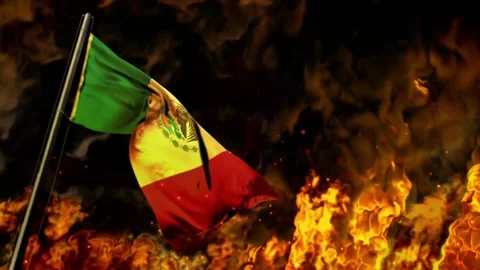 waving Mexico flag on burning fire backg... | Stock Video | Pond5