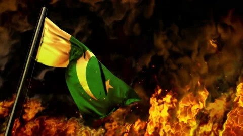 waving Pakistan flag on burning fire bg ... | Stock Video | Pond5