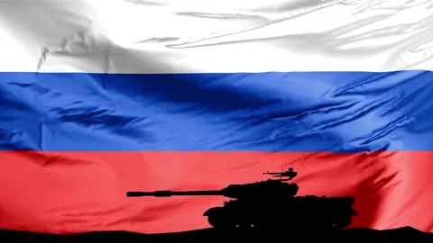 A waving Russian flag with a war tank dr... | Stock Video | Pond5