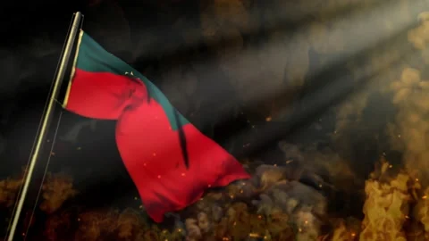 waving Samoa flag on smoke and fire with... | Stock Video | Pond5