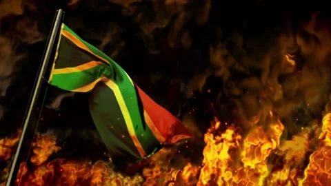 waving South Africa flag on burning fire... | Stock Video | Pond5