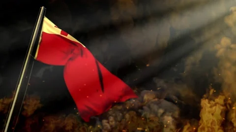 waving Tonga flag on smoke and fire with... | Stock Video | Pond5