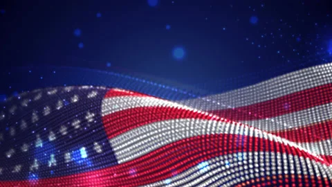 waving USA flag on blue background with... | Stock Video | Pond5