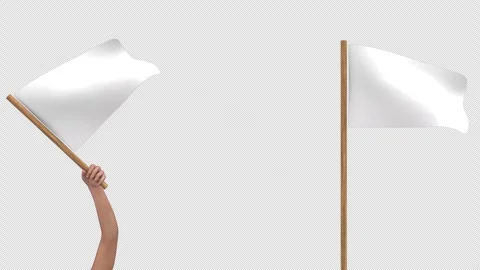 Waving white flag - 3d render looped wit... | Stock Video | Pond5