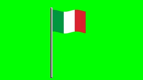Wavy Italy flag with pole green screen m... | Stock Video | Pond5