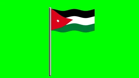 Wavy Jordan flag with pole green screen ... | Stock Video | Pond5