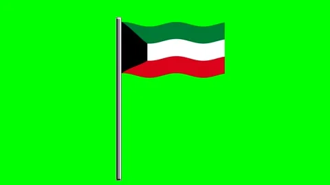 Wavy Kuwait flag with pole green screen ... | Stock Video | Pond5