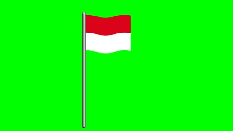 Wavy Monaco flag with pole green screen ... | Stock Video | Pond5