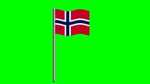 Wavy Norway flag with pole green screen ... | Stock Video | Pond5