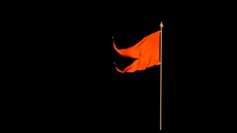 Wavy orange flag motion graphics with ni... | Stock Video | Pond5