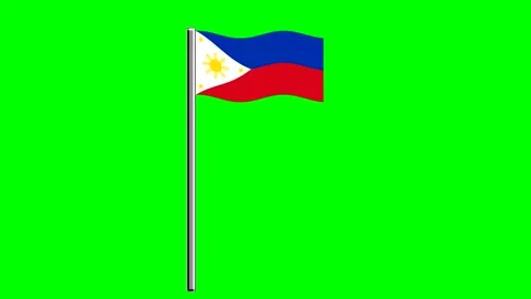 Wavy Philippines flag with pole green sc... | Stock Video | Pond5