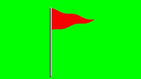 Wavy red color flag with pole green scre... | Stock Video | Pond5