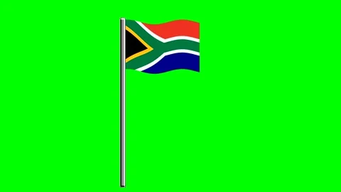 Wavy South Africa flag with pole green s... | Stock Video | Pond5