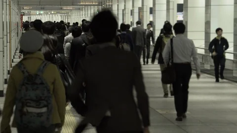 Way to work in Tokyo at Morning | Stock Video | Pond5