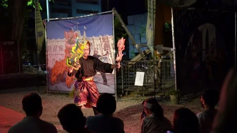 Wayang kulit show perform in front of cr... | Stock Video | Pond5