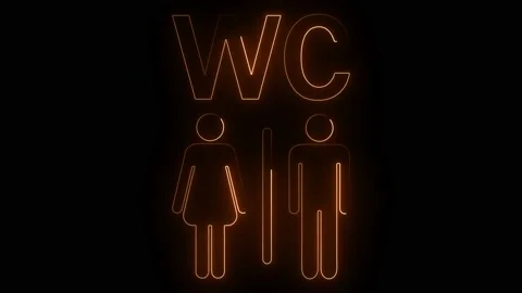 WC neon sign animation neon symbol on bl... | Stock Video | Pond5