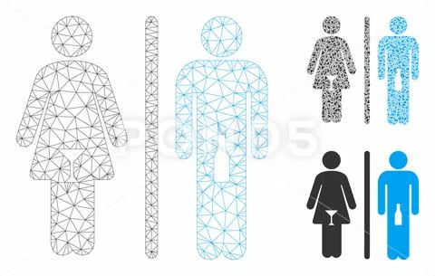 WC Persons Vector Mesh Wire Frame Model and Triangle Mosaic Icon ...