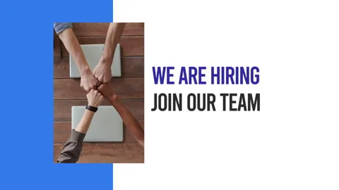 we are hiring, join our team, white blue... | Stock Video | Pond5