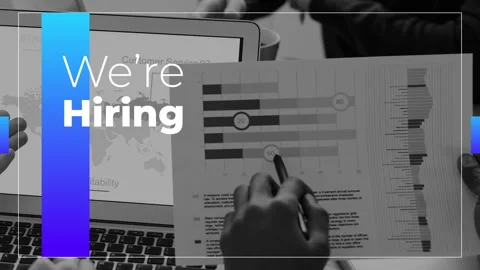 we re hiring, text animation with graph ... | Stock Video | Pond5