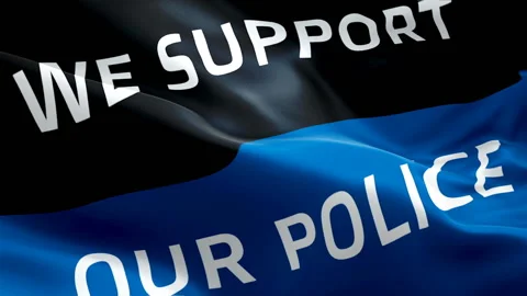 We support police flag video waving in w... | Stock Video | Pond5