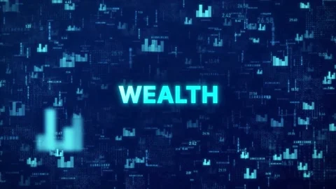 WEALTH Concept over animated financial b... | Stock Video | Pond5